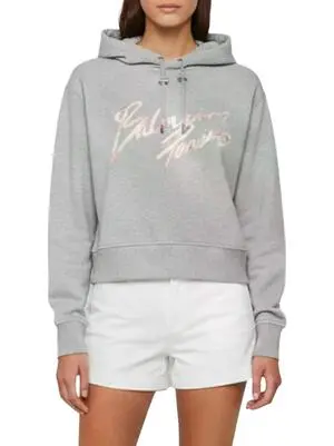 Balmain Cropped Logo Hoodie - Grey
