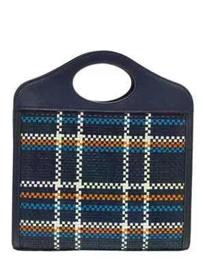 BURBERRY Mini Pocket Woven Leather Tote Bag