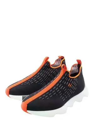 Hermès Knit Slip-on Sneakers With Logo Detail - Black