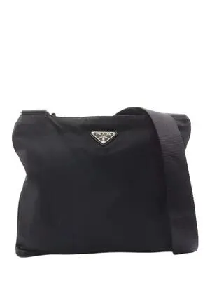 Prada Triangle Logo Shoulder Bag - Black