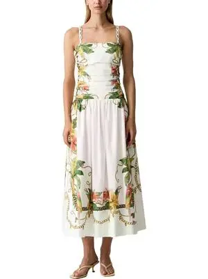 Farm Rio FARM Rio Tropical Royalty Off-White Midi Dress White