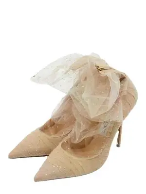 JIMMY CHOO Jimmy Choo Beige Pointed Toe Embellished Pumps
