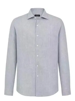 TOMBOLINI Marl-pattern Spread-collar Shirt - Blue