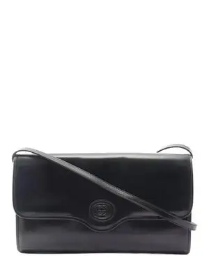 Gucci 2000s Interlocking G Leather Shoulder Bag - Black