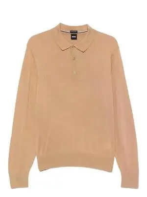 BOSS Long-sleeve Polo-collar Sweater - Neutrals