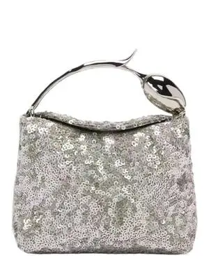 Erdem Micro Bloom Sequin-embellished Mini Bag - Silver