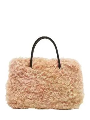 MOSCHINO Logo-patch Shearling Tote Bag