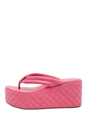 LE SILLA Quilted Studded Wedge Sandals