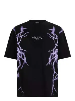 PHOBIA Lightning-print Embroidered T-shirt - Black