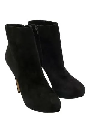 LE SILLA Suede Pointed Toe Zip-up Ankle Boots - Black