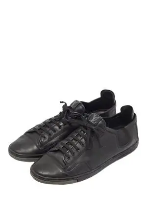 LOUIS VUITTON Leather Geometric Pattern Lace-up Sneakers - Black