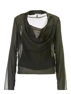 Patrizia Pepe Draped Semi-sheer Top - Green