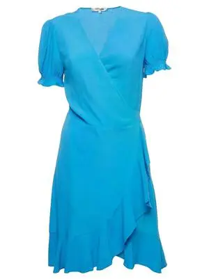 Diane Von Furstenberg Ruffled Wrap Mini Dress - Blue