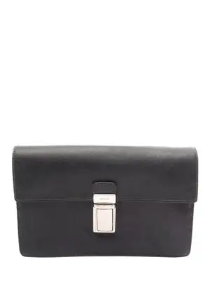 Prada Saffiano Leather Clutch Bag - Black