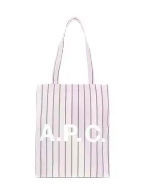 A.p.c. A.P.C. Striped Logo Print Tote Bag Pink