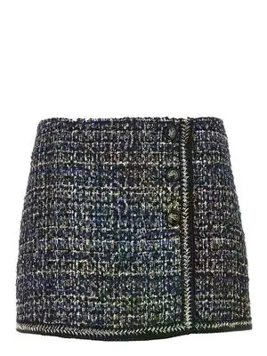 Etro Bouclé-knit Button-up Mini Skirt - Blue