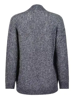 Peserico Sequin-embellished Open-knit Cardigan - Grey