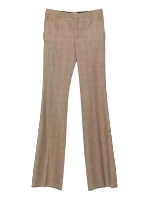 Saint Laurent Check-pattern Flared Trousers - Brown