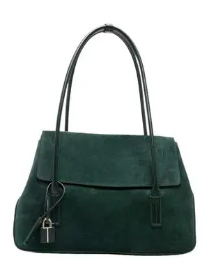 TOM FORD Suede Padlock-detail Shoulder Bag Green