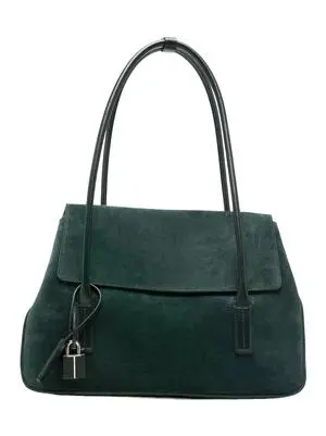 TOM FORD Suede Padlock-detail Shoulder Bag Green