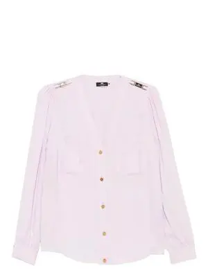 ELISABETTA FRANCHI Elisabetta Franchi V-Neck Button-Up Blouse With Epaulettes