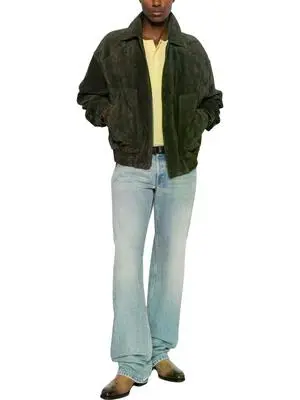 Saint Laurent Suede Bomber Jacket - Green