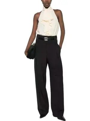 Alberta Ferretti Sleeveless Ruffled Halterneck Top - Neutrals