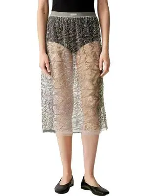 Munthe Sequin-embellished Mesh Skirt - Grey