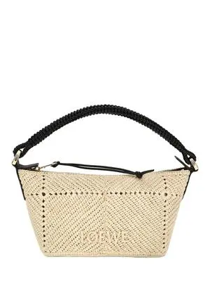 Loewe Mini Cala Calf Leather And Raffia Top Handle Bag Beige