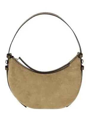 Tory Burch TORY BURCH Romy Suede Crescent Shoulder Bag Beige
