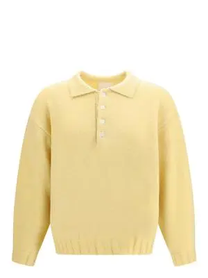 FOUND Long Sleeve Polo Sweater - Yellow