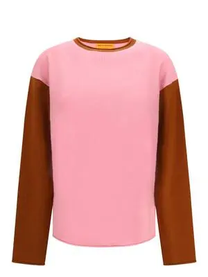 Guest In Residence Oversized Cashmere Baseball Crew Sweater - Pink