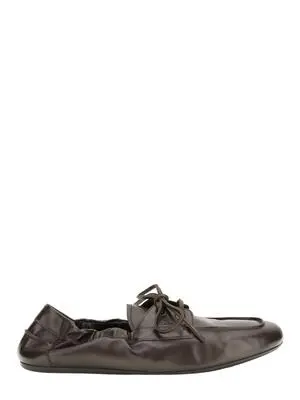 Prada Aged Leather Lace-up Sneakers - Brown