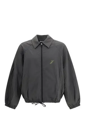 Jacquemus Embroidered Zip-up Jacket - Grey