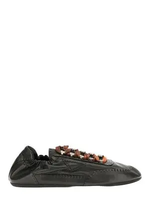 Prada Collapse Aged Nappa Leather Sneakers - Black