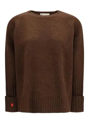 TORY BURCH TORY BURCH Merino Wool Crew Neck Sweater With Floral Embroidery