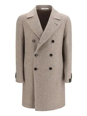 Tagliatore TAGLIATORE Double-Breasted Chevron Coat Beige
