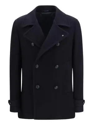 Tagliatore Wool Double Breasted Caban Coat - Blue