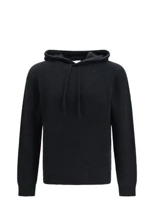 ROBERTO COLLINA Ribbed Knit Hooded Sweater - Black