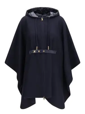 Moncler Moncler Padded Wool Blend Cape Blue