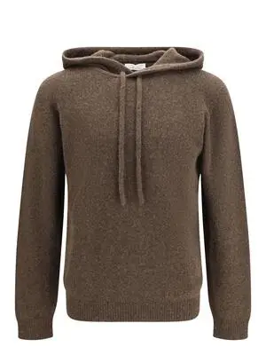 ROBERTO COLLINA Hooded Sweater With Ribbed Knit - Brown