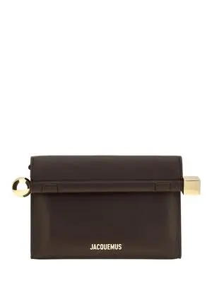 Jacquemus Rond Carré Leather Shoulder Bag Brown