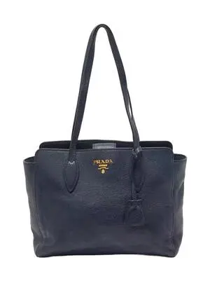 Prada Vitello Phenix Leather Tote Bag - Blue