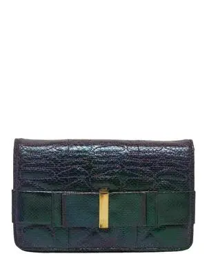 Roberto Cavalli Bow Flap Clutch Bag - Green
