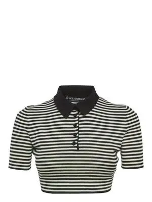 DOLCE & GABBANA Dolce & Gabbana Striped Cropped Polo Top