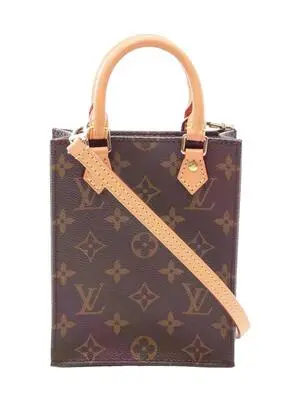 LOUIS VUITTON Petite Sac Plat Monogram Handbag - Brown