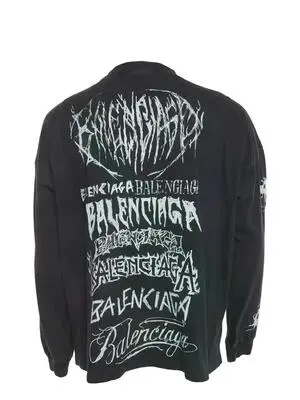Balenciaga Printed Crew-neck Sweatshirt - Black
