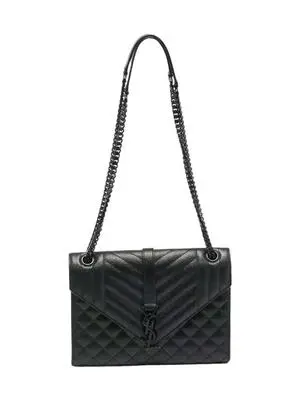 Saint Laurent 2017 Envelope Matelassé Leather Shoulder Bag - Black