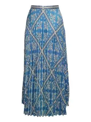 Sandro Paisley-printed Pleated Midi Skirt - Blue