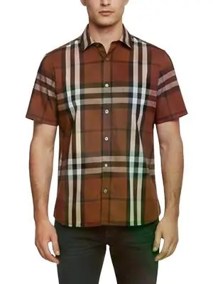 Burberry Check-print Short-sleeve Shirt - Brown